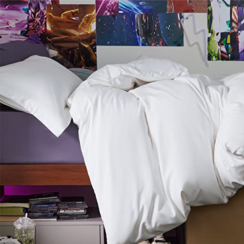 Bedsure Twin/Twin XL Duvet Cover Dorm Bedding - Soft Brushed Microfiber Duvet Cover Twin, 2 pcs, Includes 1 White Duvet Cover (68"x90") with Zipper Closure & 1 Pillow Sham, Comforter NOT Included