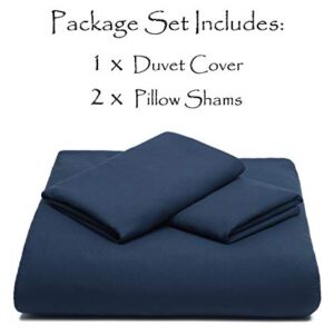 Chanasya Solid Duvet Cover Set - Duvet Cover (90” x 90”) & 2 Pillow Shams (20” x 26”) - 3-Piece Set - Midnight Blue, Queen Size