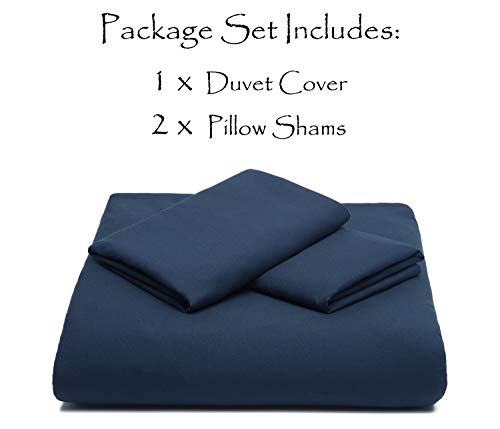 Chanasya Solid Duvet Cover Set - Duvet Cover (90” x 90”) & 2 Pillow Shams (20” x 26”) - 3-Piece Set - Midnight Blue, Queen Size