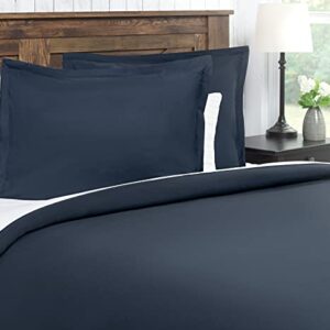 Chanasya Solid Duvet Cover Set - Duvet Cover (90” x 90”) & 2 Pillow Shams (20” x 26”) - 3-Piece Set - Midnight Blue, Queen Size