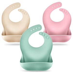 silicone bibs for babies &toddler, waterproof pba-free easy clean feeding bibs (6-72months)