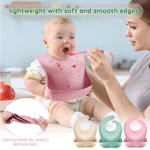 Silicone Bibs for Babies &Toddler, Waterproof PBA-Free Easy Clean Feeding Bibs (6-72months)