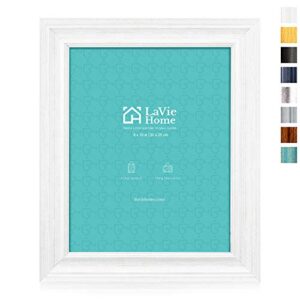 lavie home 8x10 picture frames (1 pack, distressed white) rustic photo frame set with tempered glass for wall mount & table top display