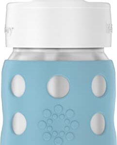 Lifefactory 8-Ounce Stainless-Steel Vacuum-Insulated Wide-Neck Baby Bottle with Straw Cap, Denim (LS2241WDE4)