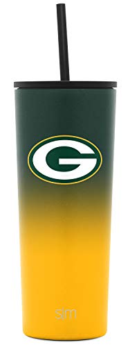 Simple Modern Officially Licensed NFL Green Bay Packers Insulated Tumbler with Straw and Flip Lids | Gifts for Men and Women 24oz Travel Mug Thermos | Classic Collection | Green Bay Packers