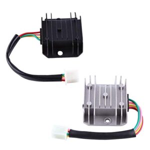 4 wires 12v 4-pin voltage regulator rectifier for 50cc 70cc 90cc 110cc 125cc atv scooters go karts quad 4 wheelers moped dune buggy sandrail roketa taotao rectifier(black)