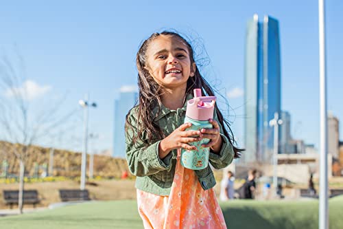 Simple Modern Kids Water Bottle with Straw Lid | Insulated Stainless Steel Reusable Tumbler for Toddlers, Girls, Boys | Summit Collection | 14oz, Blue Dino