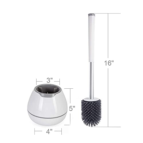 BOOMJOY Toilet Brush 2 Packs, Toilet Bowl Brush with Holder, Silicone Toilet Brush Set, Bathroom Cleaning Kit with Tweezers - White