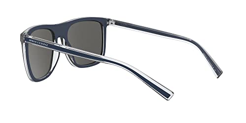 A|X ARMANI EXCHANGE Men's AX4102SF Low Bridge Fit Square Sunglasses, Shiny Blue/Silver Mirrored, 57 mm