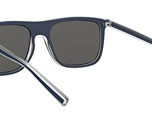 A|X ARMANI EXCHANGE Men's AX4102SF Low Bridge Fit Square Sunglasses, Shiny Blue/Silver Mirrored, 57 mm