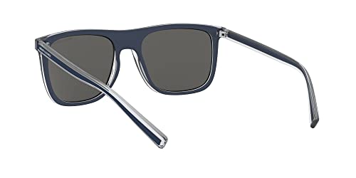 A|X ARMANI EXCHANGE Men's AX4102SF Low Bridge Fit Square Sunglasses, Shiny Blue/Silver Mirrored, 57 mm