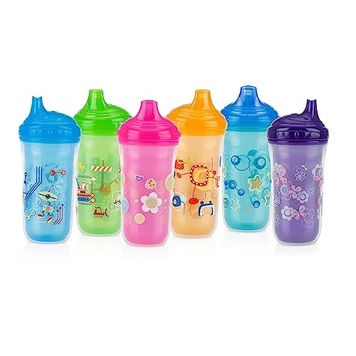 Nuby No-Spill Insulated Hard Spout 9 oz Cup, Colors/Prints May Vary,2 Count (Pack of 1)