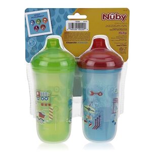 Nuby No-Spill Insulated Hard Spout 9 oz Cup, Colors/Prints May Vary,2 Count (Pack of 1)