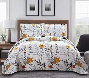 bedspread coverlet set king size floral quilts set bedding lightweight floral quilt collection home reversible quilt bedspread sping leaves yellow flower quilt bedding garden bedspread+2 pillow shams