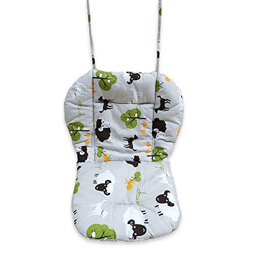 High Chair Pad, Ancho Grey Background Sheep Pattern Highchair/seat Cushion Protective Film Breathable Pad with Baby High Chair Seat Belt(2 Pieces)