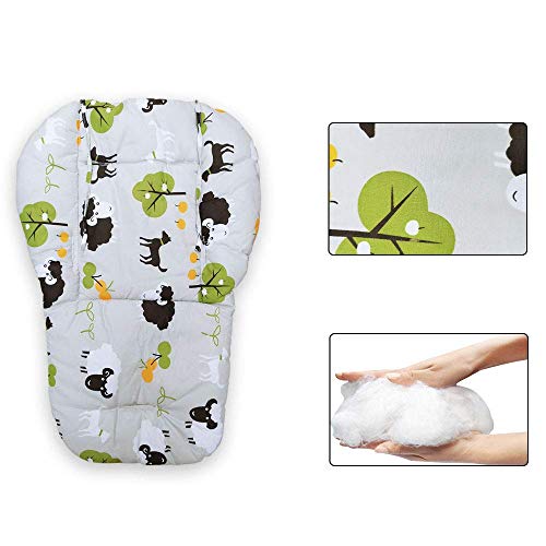 High Chair Pad, Ancho Grey Background Sheep Pattern Highchair/seat Cushion Protective Film Breathable Pad with Baby High Chair Seat Belt(2 Pieces)