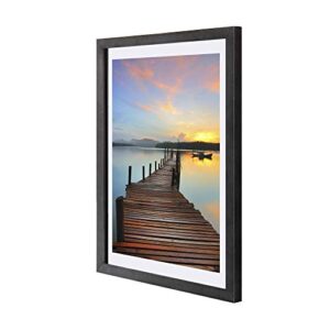 Sindcom 12x16 Frame 3 Pack, with Detachable Mat for 11x14 Pictures, Wall Mounting Charcoal Gray Photo Frame, Pre-Installed Hanging Hooks for Portrait or Landscape Mode