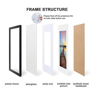 Sindcom 12x16 Frame 3 Pack, with Detachable Mat for 11x14 Pictures, Wall Mounting Charcoal Gray Photo Frame, Pre-Installed Hanging Hooks for Portrait or Landscape Mode