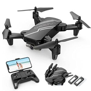 deerc d20 mini drone for kids with 720p hd fpv camera remote control toys gifts for boys girls with altitude hold, headless mode, one key start speed adjustment, 3d flips 2 batteries, black