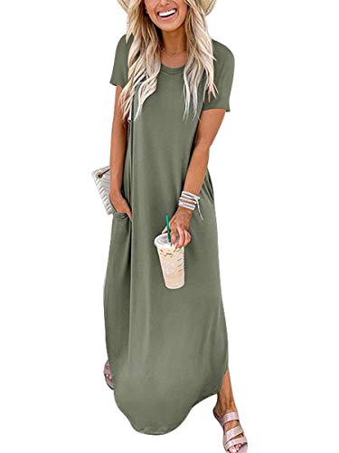 ANRABESS Women's Summer Maxi Dress Casual Loose T-Shirt Dress s Long Dress Short Sleeve Split A222-ganlanlv-M