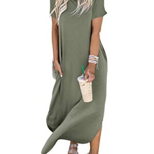 ANRABESS Women's Summer Maxi Dress Casual Loose T-Shirt Dress s Long Dress Short Sleeve Split A222-ganlanlv-M