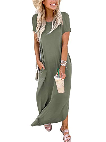 ANRABESS Women's Summer Maxi Dress Casual Loose T-Shirt Dress s Long Dress Short Sleeve Split A222-ganlanlv-M