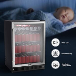 Galanz GLB57MS2B15 172 Cans Built in Beverage Refrigerator, Digital Temperature Control, White LED Interior Lighting, Stainless Steel