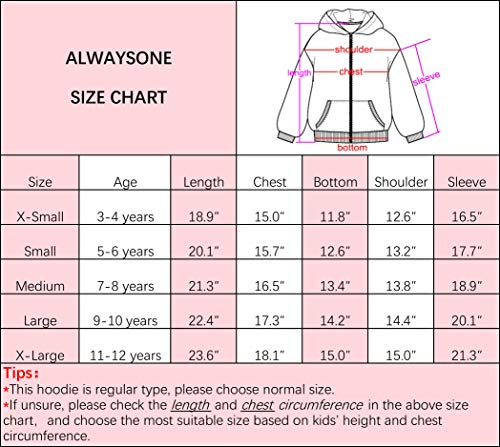 ALWAYSONE Kids Soft Fleece Casual Sweatshirt Zip up Hooded Sports Jacket with Pocket Boys Girls Athletic Hoodie 3-12 Years (red-l)