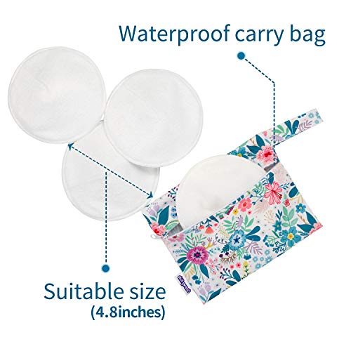 Soarwg Kids Organic Bamboo Nursing Pads for Mom, Super Absorbent Nursing Pad Washable Reusable Breast Pads for Breastfeeding, 8 Pack with Waterproof Carry Bag & Laundry Bag