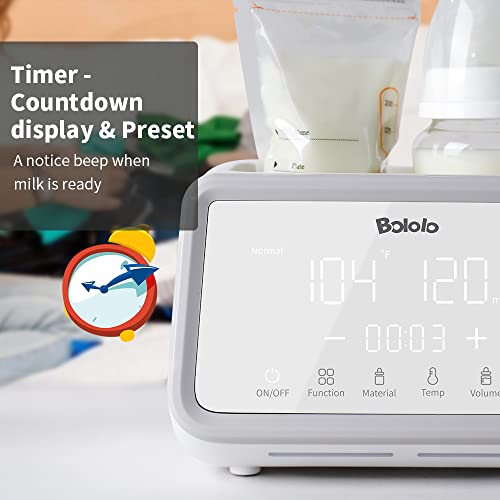 Baby Bottle Warmer | Bololo Bottle Warmer for breastmilk | 500W Stronger Power Fast Breast Milk Warmer| Baby Food Heater with Timer for Twins | 24H Temperature Control