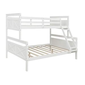 Flieks Twin Over Full Bunk Bed with Ladder for Kids, Safety Guardrail, Perfect Bedroom