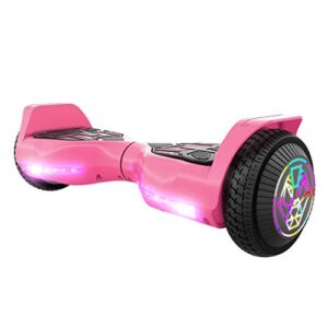 swagtron swagboard twist 3 self balancing hoverboard for kids multicolor led wheels and lifepo battery technology, pink