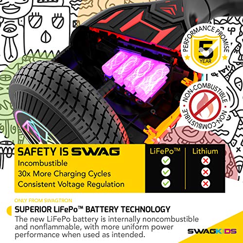 Swagtron Swagboard Twist 3 Self Balancing Hoverboard for Kids Multicolor LED Wheels and LiFePo Battery Technology, Pink