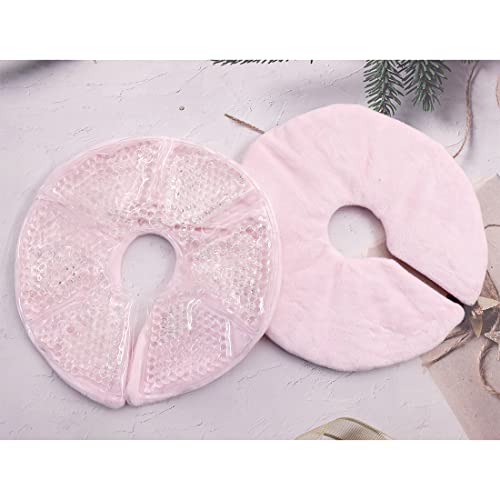 Breast Therapy Ice Packs, Hot and Cold Breast Pads, Breastfeeding Essentials Large Gel Bead Packs for Moms, 2 Pack (2 Ice Pack +2 Cover(Pink))