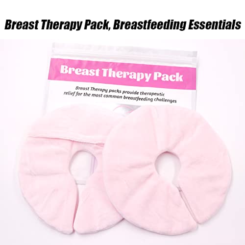 Breast Therapy Ice Packs, Hot and Cold Breast Pads, Breastfeeding Essentials Large Gel Bead Packs for Moms, 2 Pack (2 Ice Pack +2 Cover(Pink))