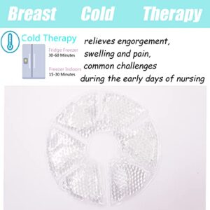 Breast Therapy Ice Packs, Hot and Cold Breast Pads, Breastfeeding Essentials Large Gel Bead Packs for Moms, 2 Pack (2 Ice Pack +2 Cover(Pink))