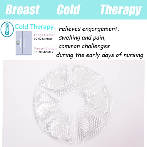 Breast Therapy Ice Packs, Hot and Cold Breast Pads, Breastfeeding Essentials Large Gel Bead Packs for Moms, 2 Pack (2 Ice Pack +2 Cover(Pink))