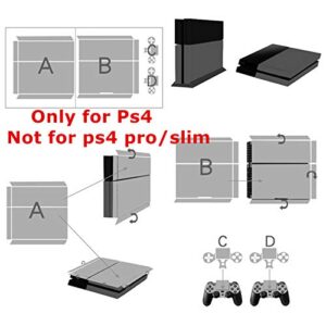 Ps4 Slim Stickers Full Body Vinyl Skin Decal Cover for Playstation 4 Console Controllers (with 4pcs Led Lightbar Stickers) (Blue fire) (PS4 Console (Blue fire))