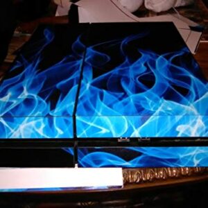 Ps4 Slim Stickers Full Body Vinyl Skin Decal Cover for Playstation 4 Console Controllers (with 4pcs Led Lightbar Stickers) (Blue fire) (PS4 Console (Blue fire))