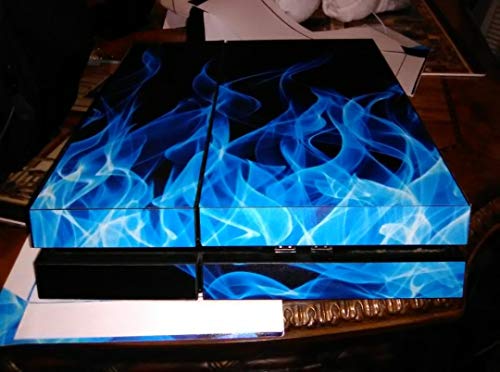 Ps4 Slim Stickers Full Body Vinyl Skin Decal Cover for Playstation 4 Console Controllers (with 4pcs Led Lightbar Stickers) (Blue fire) (PS4 Console (Blue fire))