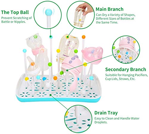 Baby Bottle Drying Rack with Removable Water Tray, Baby Countertop Dryer Rack, Baby Bottle Dryer, Bottle Drying Rack, Drying Rack for Bottles and Accessories, Baby Drying Rack