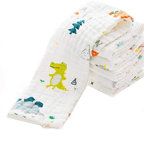 PENG'S M Muslin Baby Burp Cloths 6-Pack Organic Cotton Washcloths 20 by 10 Inches Cloths 6 Layers Super Soft