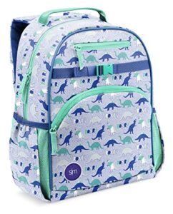 simple modern toddler backpack for school boys | kindergarten elementary kids backpack | fletcher collection | kids - medium (15" tall) | dinosaur roar