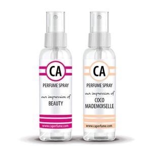 ca perfume impression of (beauty + mademoiselle) travel size sample fragrance refillable atomizer long lasting eau de parfum (cologne) sprayer / 2 fl oz/ 60 ml