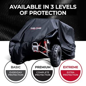 Tough Cover Premium ATV Cover, Heavy Duty 600D Marine Grade Fabric, Quad Cover for Kawasaki, Honda, Polaris, Yamaha, and More. Protection Against Water, Wind, UV. 4 Wheeler Accessories (Black)