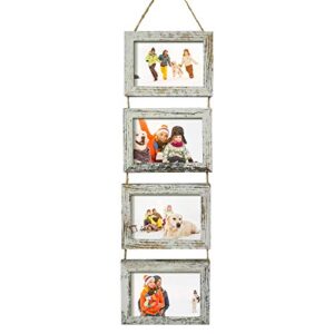 seseat 4x6 wall hanging picture frames collage with 4 opening distressed white frames