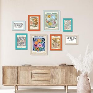 VIOLABBEY 4x6 Picture Frames Set of 4, Colorful Photo Frame of Modern Style, High Definition Tempered Real Glass, Wall Mounted or Tabletop Display (Blue+Light Blue+Orange+Apricot)