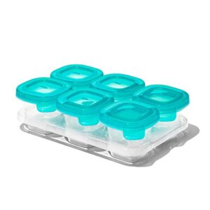 oxo tot silicone baby food storage containers, teal, set of six 2oz containers