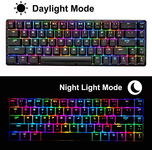 60% Mechanical Gaming Keyboard Blue Switch Mini 68 Keys Wired Type C 18 Backlit Effects,Lightweight RGB 6400DPI Honeycomb Optical Mouse,Gaming Mouse pad for Gamers and Typists (Black)