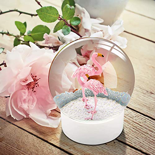 Snow Globe, Flamingo Snow Globe Glitter Snow Globe for Kids, Christmas Snow Globe for Girls White Base 100M